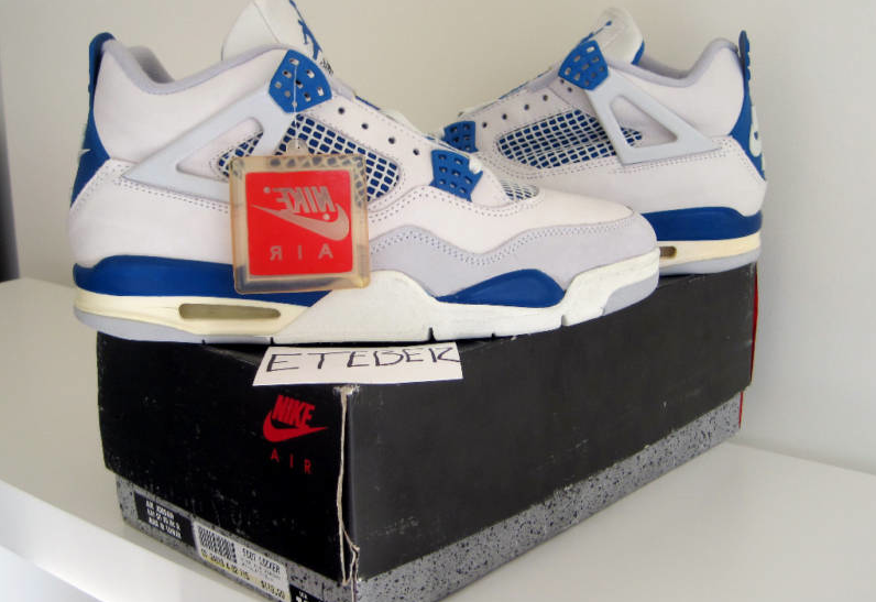 Nike Air Jordan IV Original 1989 Off White/Grey/Military Blue