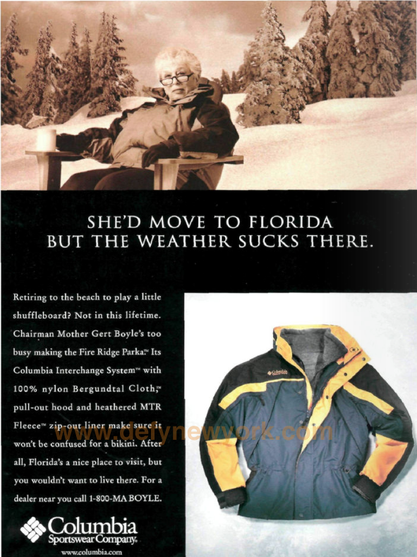 Columbia Sportswear Fire Ridge Parka Gert Boyle 1998