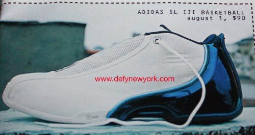 Adidas SL III Basketball Shoe White Blue 2002 Black/ Grey